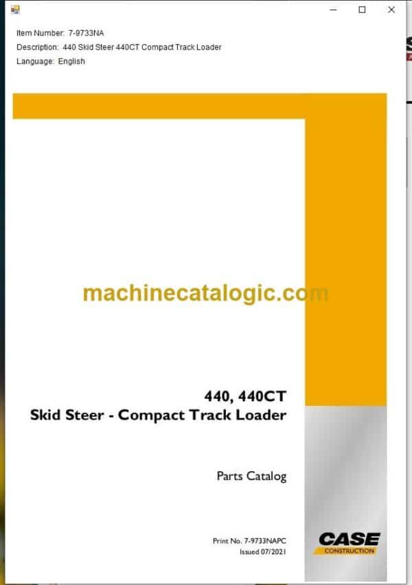 Case 440, 440CT Skid Steer and Compact Track Loader Parts Catalog ...