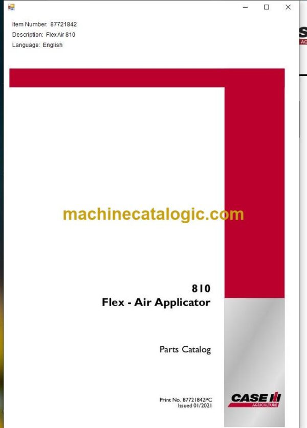 Case 810 Flex Air Applicator Parts Catalog