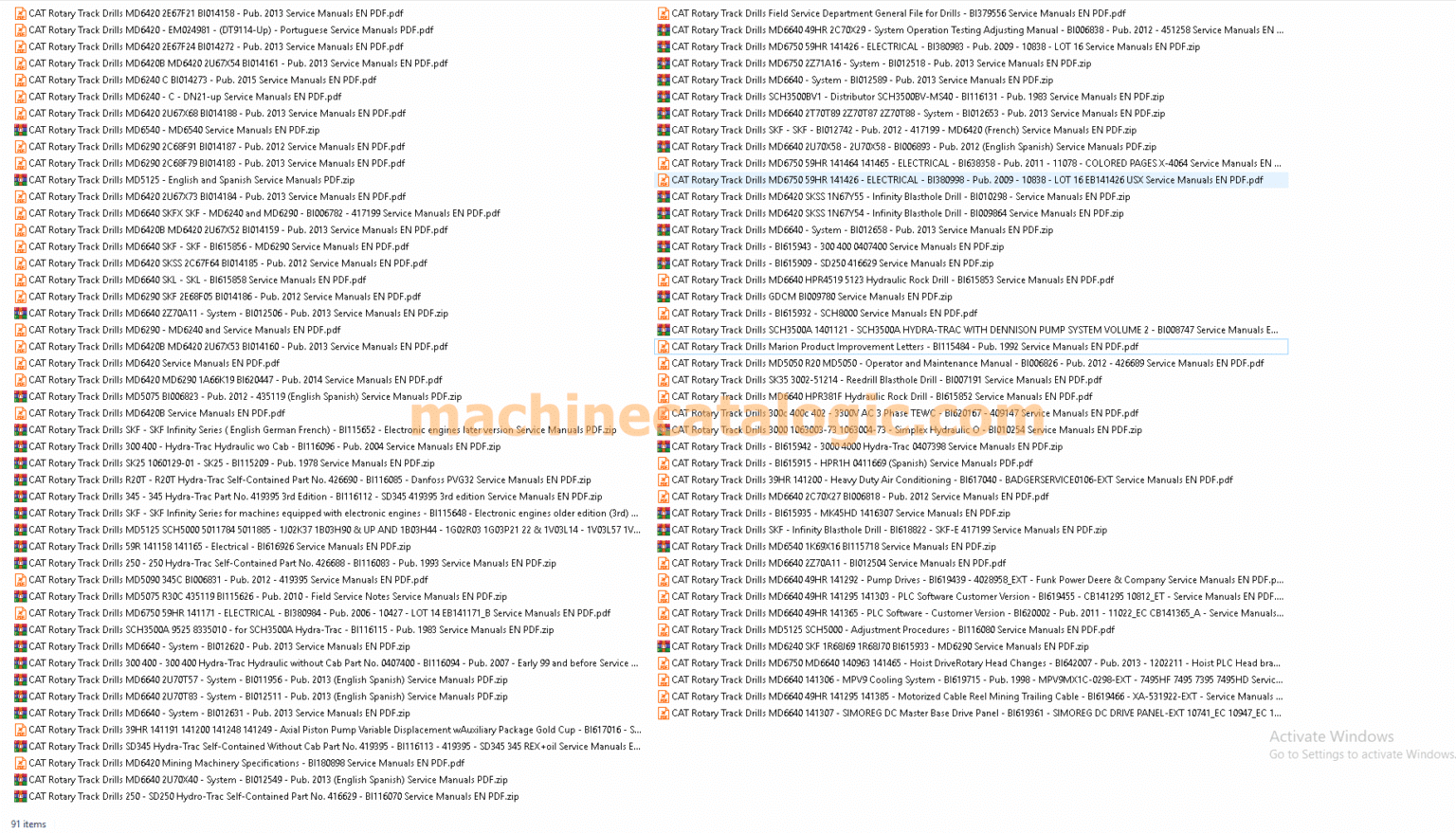 Caterpillar (Bucyrus) Rotary Track Drills Service Manuals PDF ...