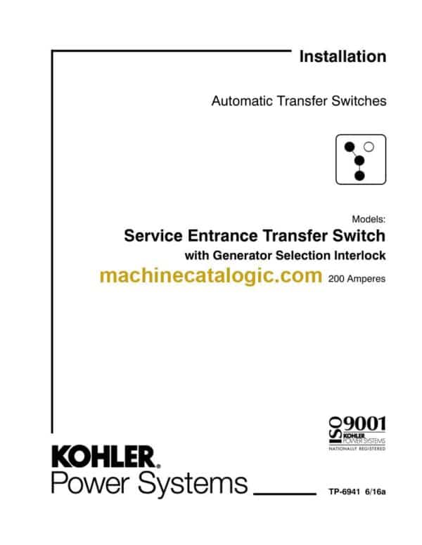 Kohler Service Entrance Transfer Switch with Generator Selection ...