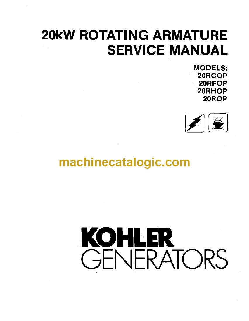 Kohler 20RCOP, 20RFOP, 20RHOP, 20ROP 20kW Rotating Armature Service ...