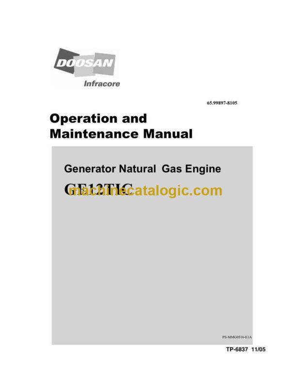 Doosan GE12TIC Generator Natural Gas Engine Operation and Maintenance ...