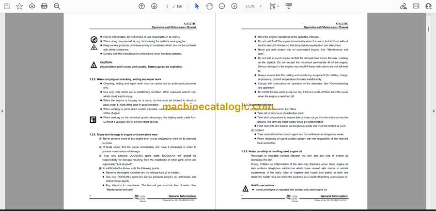 Doosan GE12TIC Generator Natural Gas Engine Operation and Maintenance ...