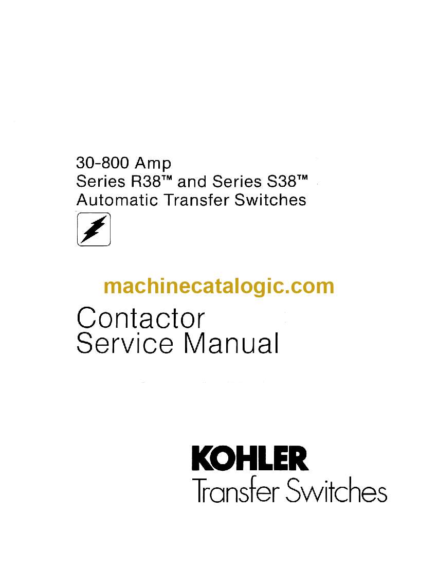 Kohler 30-800 Amp Series R38 and Series S38 Automatic Transfer Switches ...