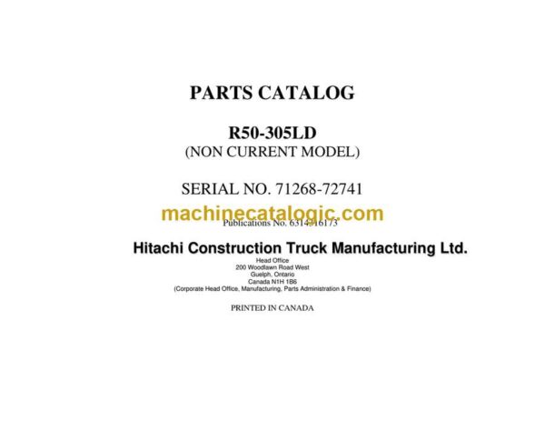 Euclid R50-305LD Dump Truck Parts Catalog (6314316173) – Machine Catalogic