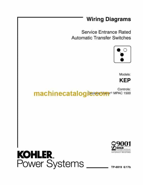 Kohler KEP Service Entrance Rated Automatic Transfer Switches Wiring ...