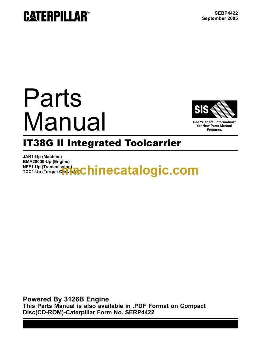 Cat IT38G 2 Integrated Toolcarrier Parts Manual (SEBP4422)