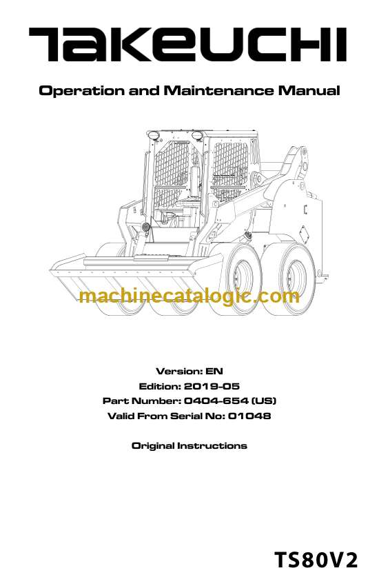 Takeuchi TS80V2 Operation and Maintenance Manual (0404-654) – Machine ...
