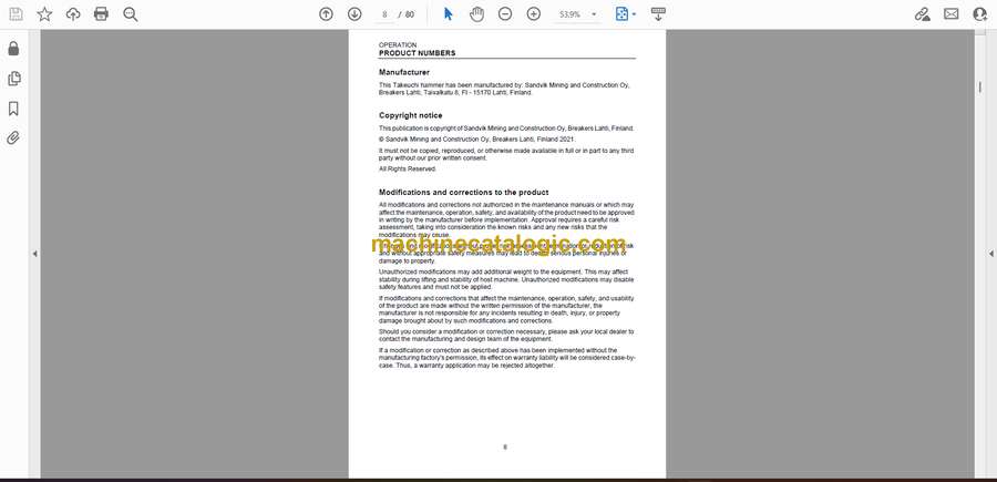 Takeuchi TKB1702-S Hydraulic Hammer Operators Manual – Machine Catalogic