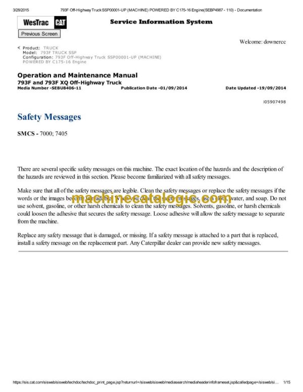 Cat 793F and 793F XQ Off-Highway Truck Operation and Maintenance Manual