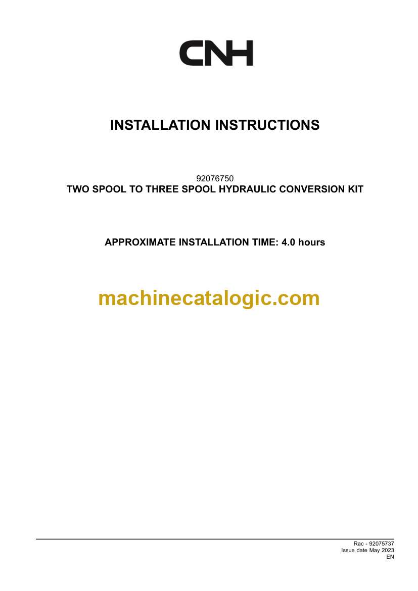 CNH TWO SPOOL TO THREE SPOOL HYDRAULIC CONVERSION KIT Installation ...