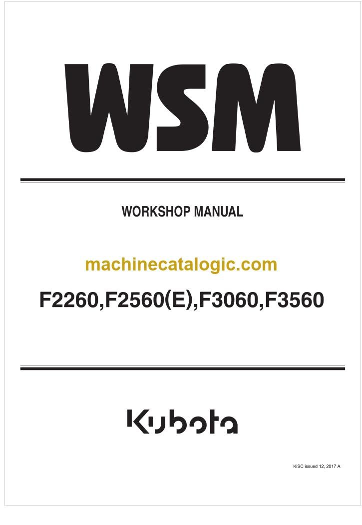 Kubota F2260 Front Mower Workshop Manual